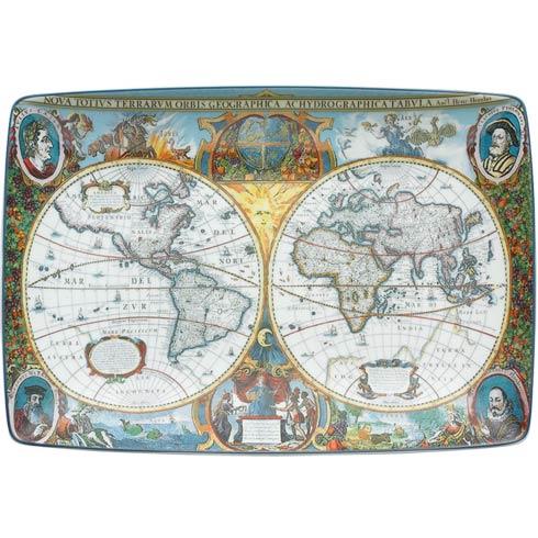 Maps World Map Hondius Rectangular Tray, Large – Quintessentials