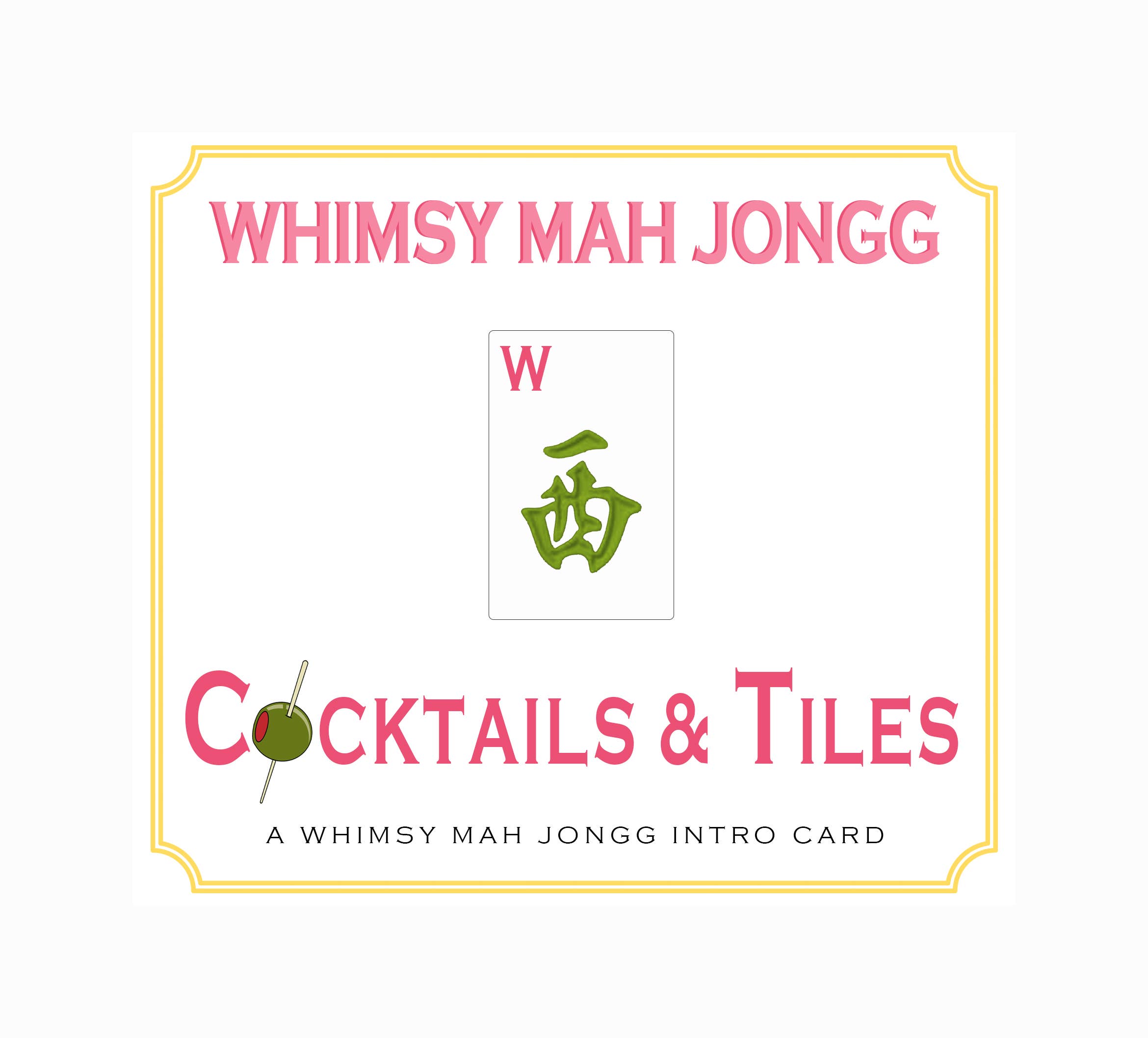 COCKTAILS & TILES Themed Mahjong Card – Quintessentials